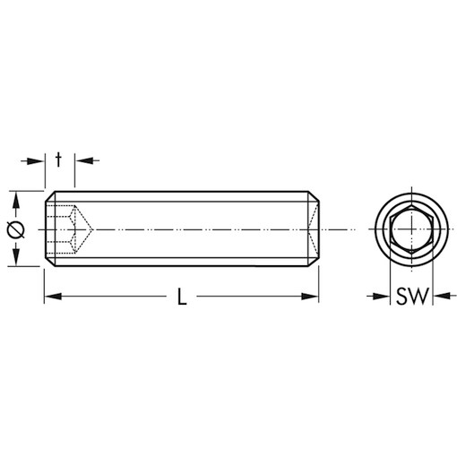 Gewindestift, DIN 916, Stahl, 45H, verzinkt, mit Ringschneide | Berner®